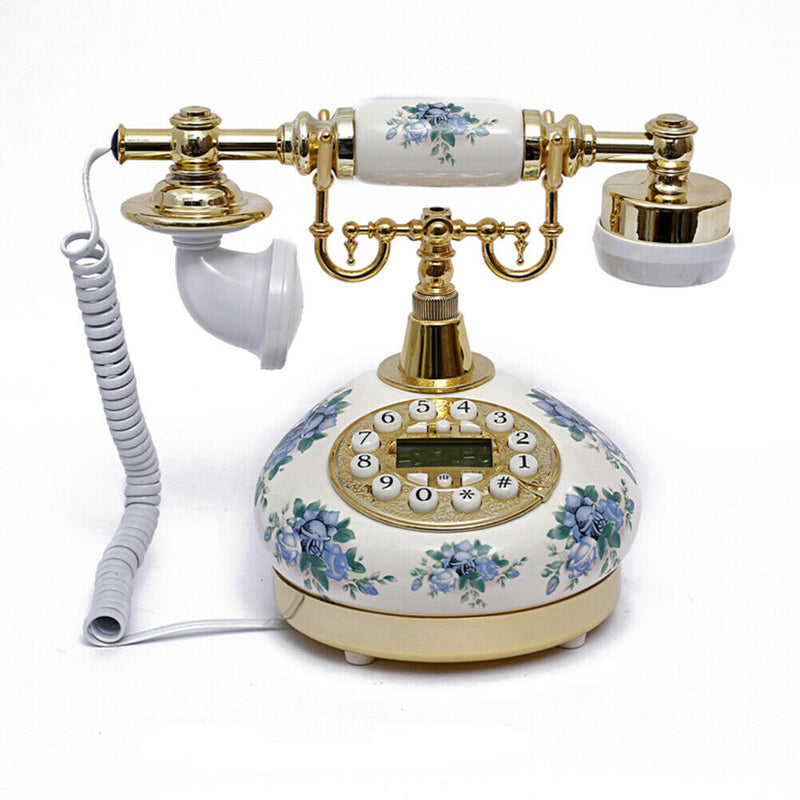 Vintage dail button Phone Chinese Procelain Style Old Fashioned Handse